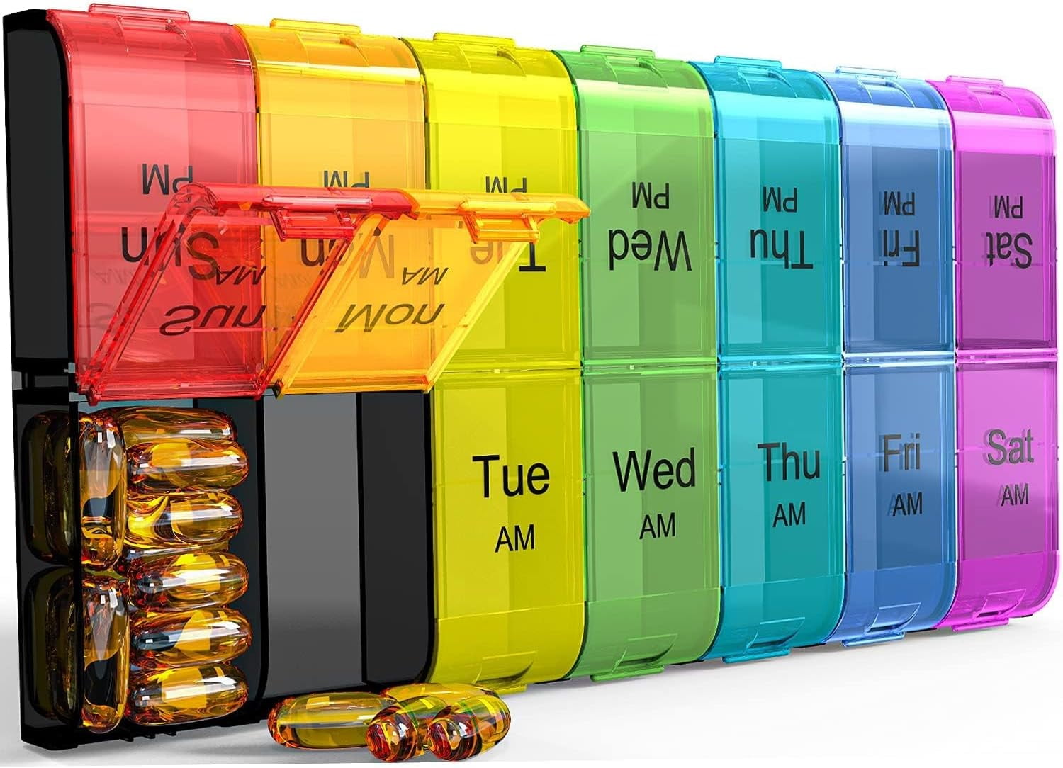 Extra Large Pill Organizer 2 Times a Day, Weekly XL AM PM Pill Case, 7 ...