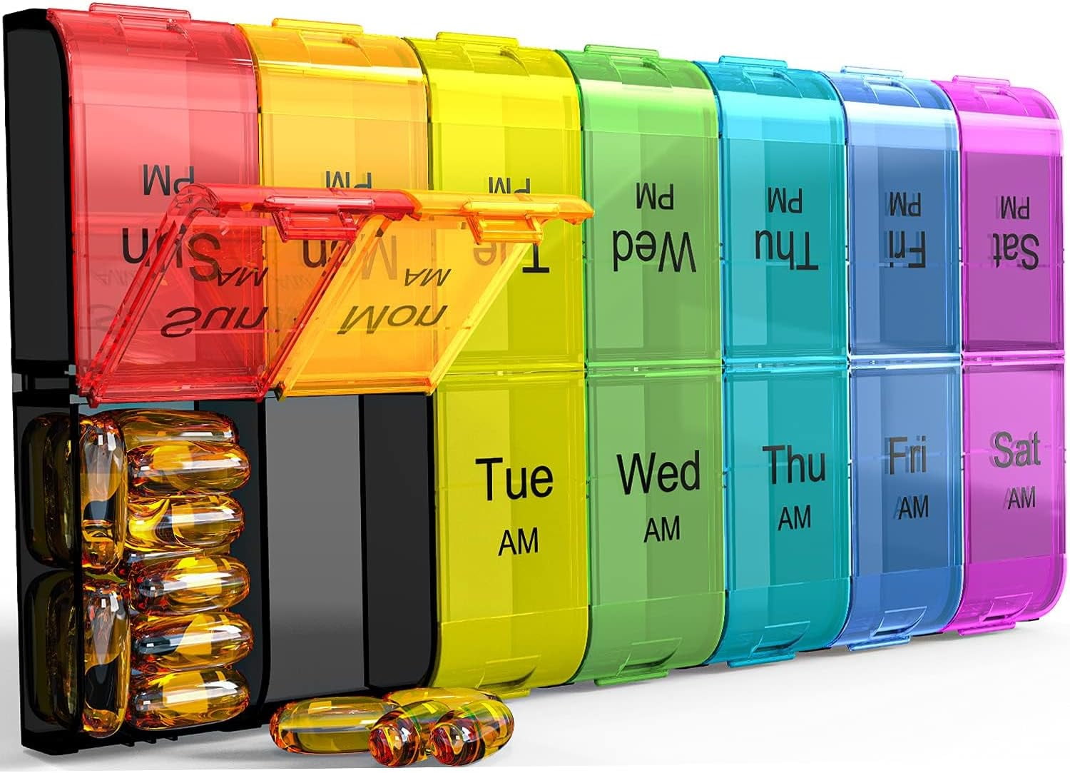 Extra Large Pill Organizer 2 Times a Day, Weekly XL AM PM Pill Case, 7 ...