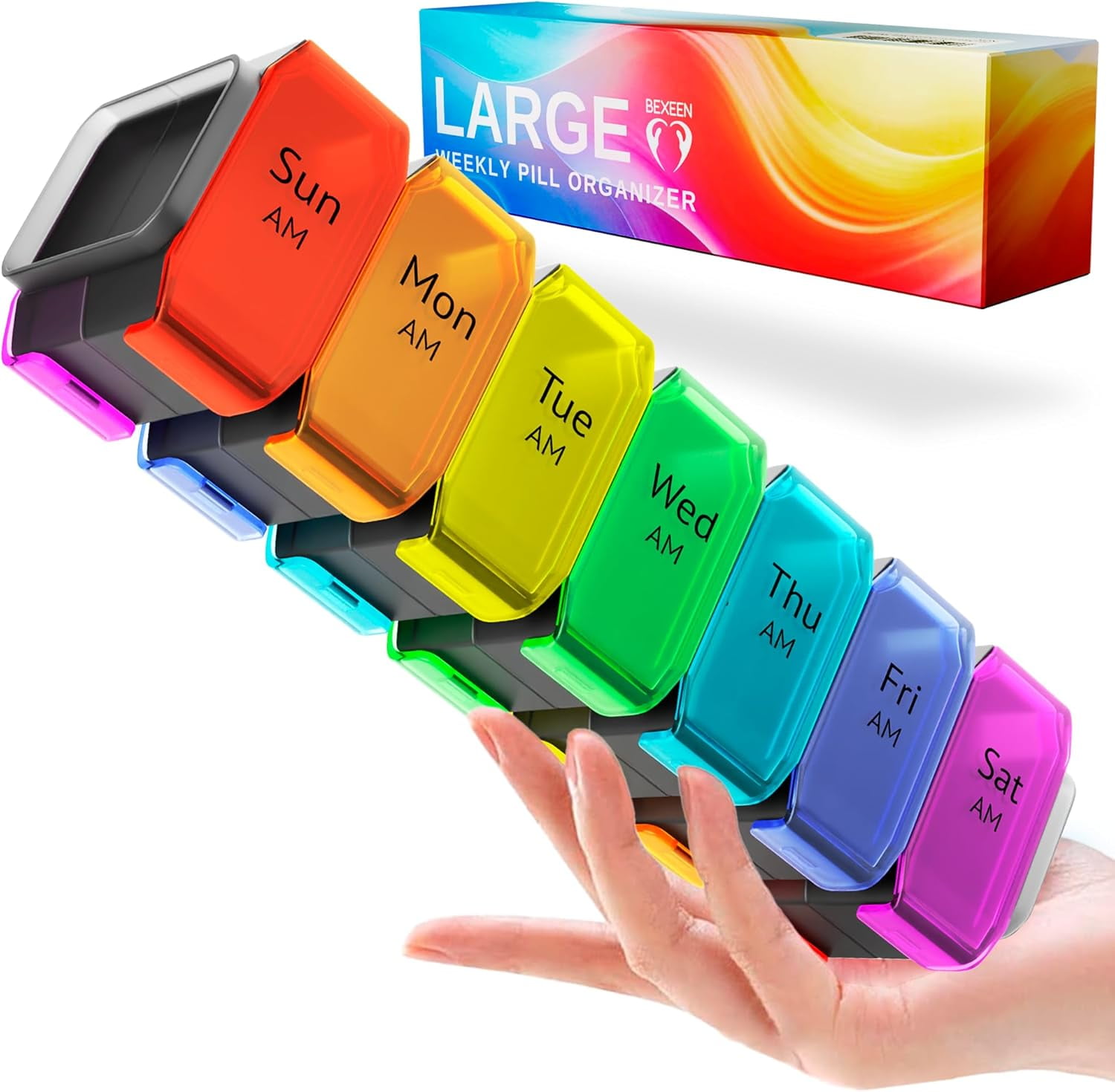 Extra Large Pill Organizer 2 Times a Day – XL Pill Box 7 Day with Big ...