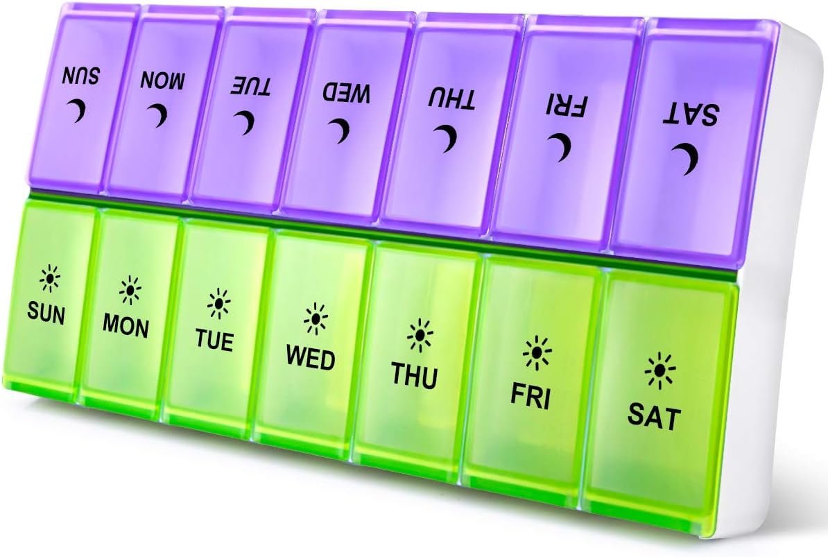 Extra Large Pill Organizer 2 Times a Day, XL Weekly Pill Box, AM PM ...