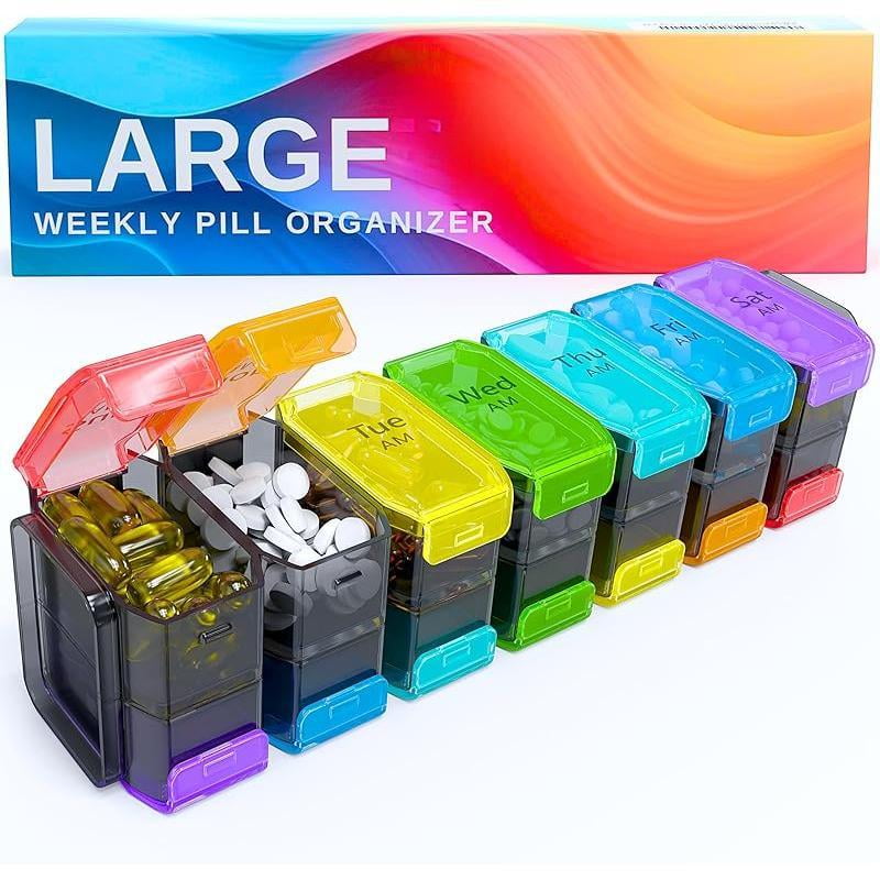 Extra Large Pill Organizer- XXL Pill Box 7 Day - Weekly Pill Organizer ...