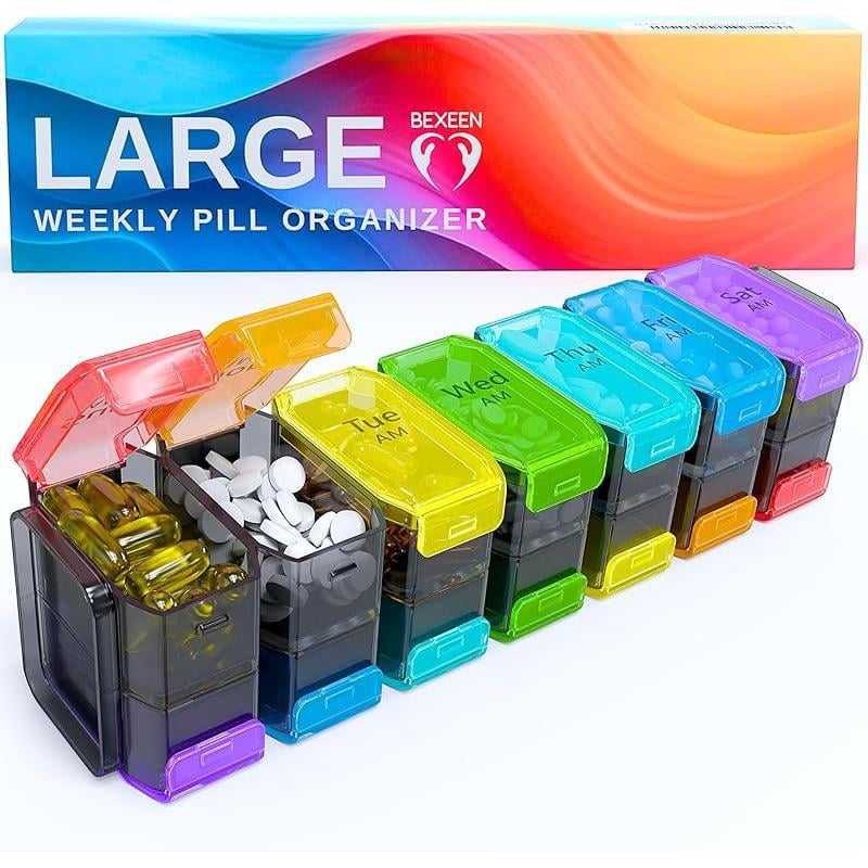 Extra Large Pill Organizer- XXL Pill Box 7 Day - Weekly Pill Organizer ...