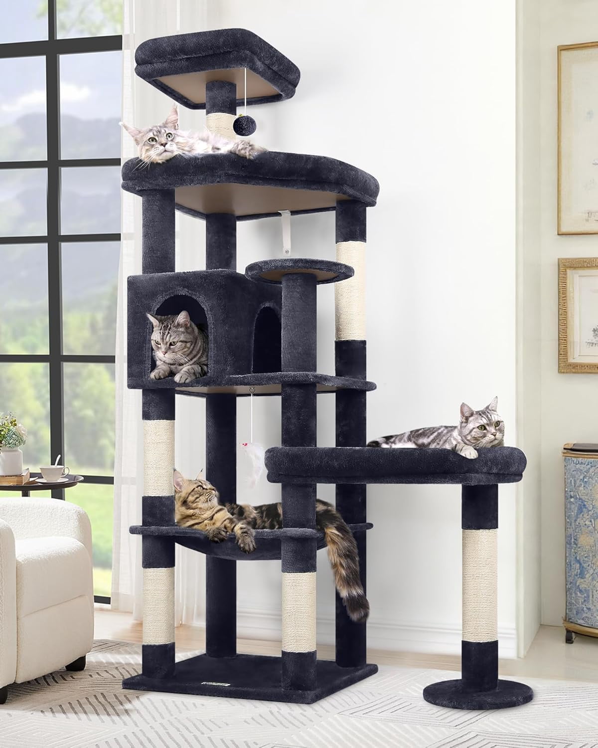 Extra Large Platform Cat Tree 65in Sturdy Cat Scratching Tree for ...