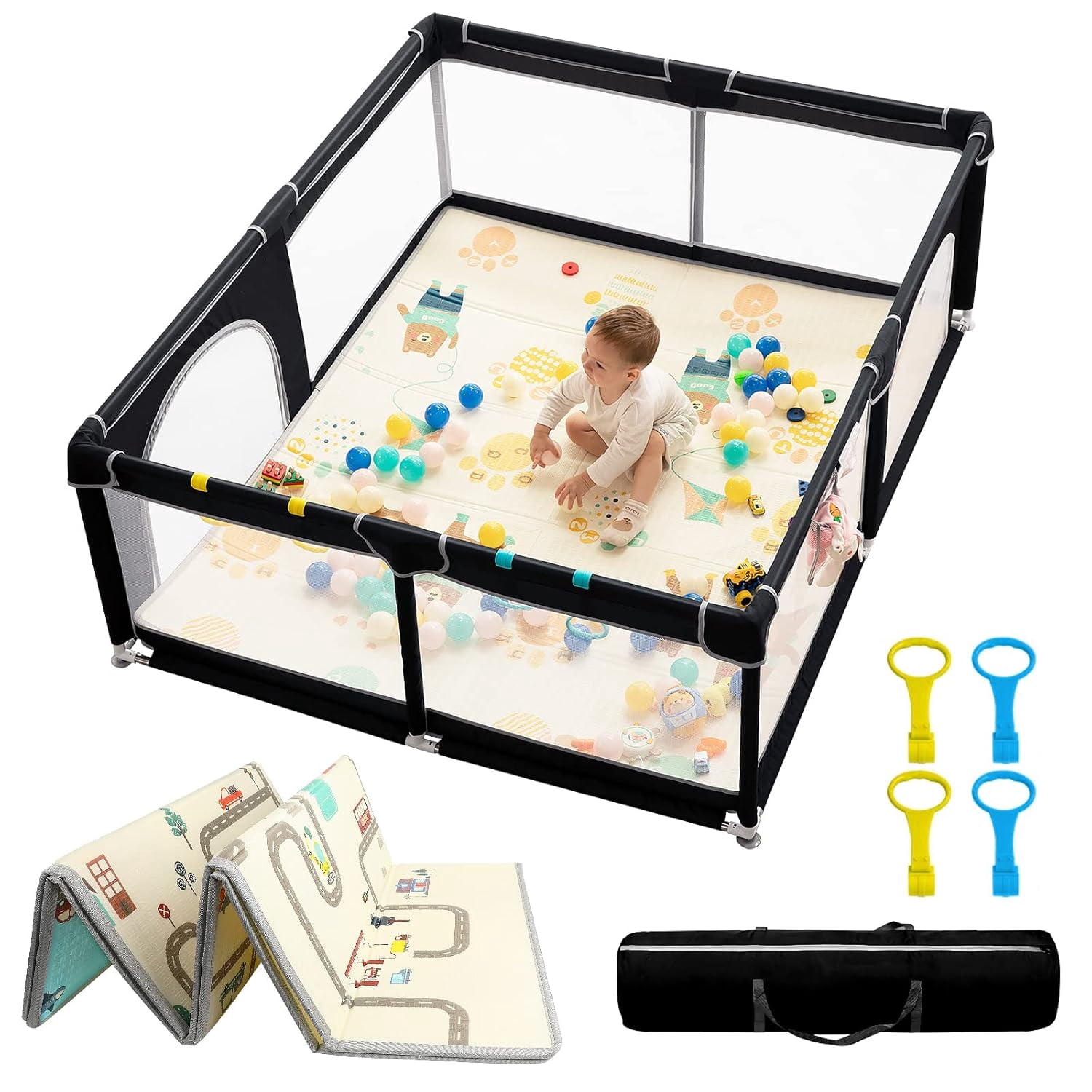 Extra Large Play Yard for Babies and Toddlers with Mat 71" X 59", Baby ...