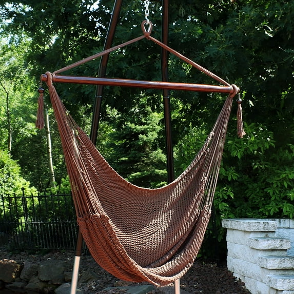 Extra Large Polyester Rope Hammock Chair and Spreader Bar - Mocha For ...