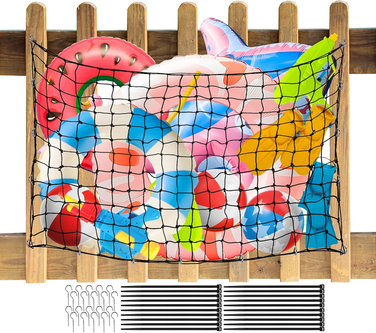 Extra Large Pool Toy Float Storage Net, 71×47'' Heavy Duty Hanging ...