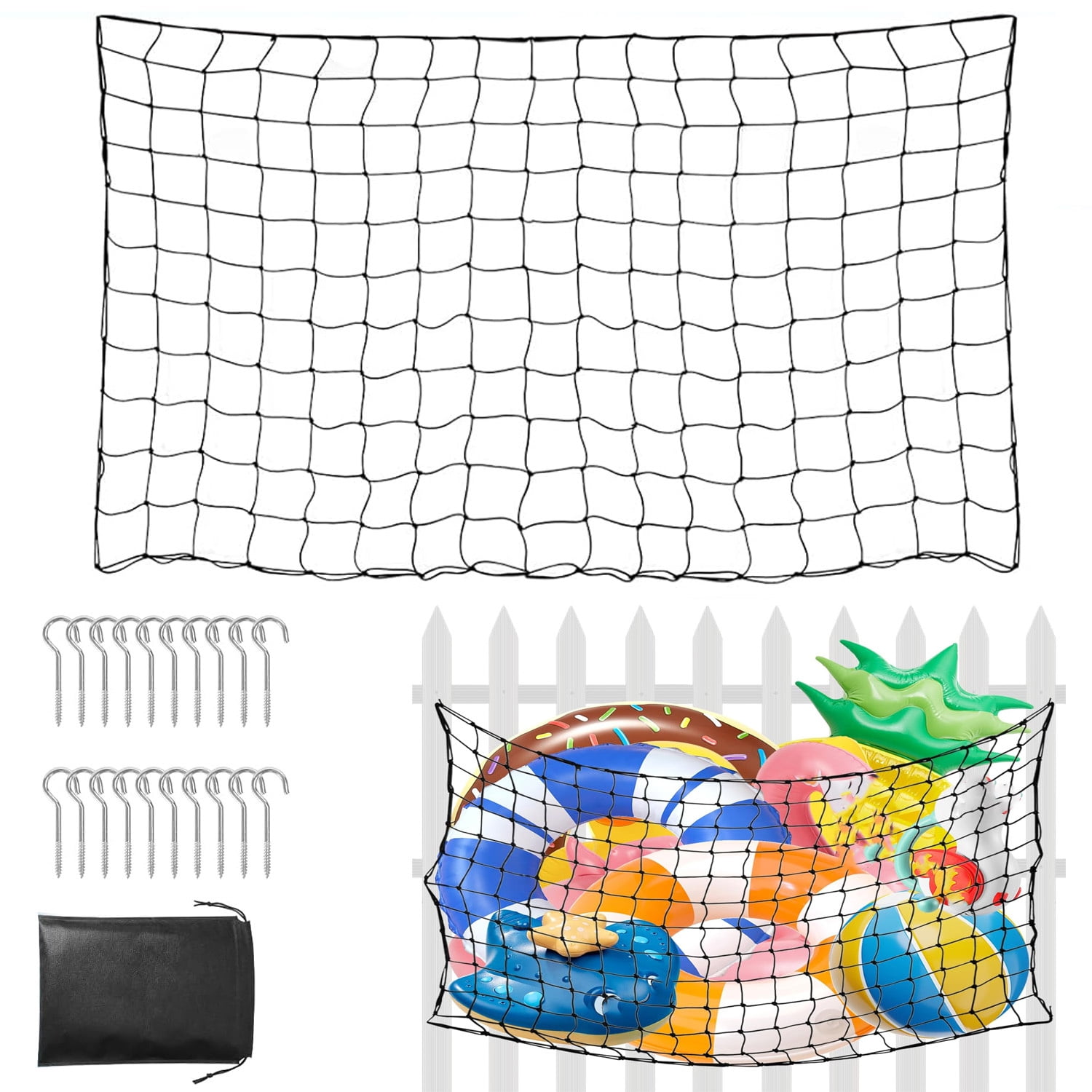 Extra Large Pool Toy Storage Net,Bexikou 59"x82" Elastic Swimming Pool ...