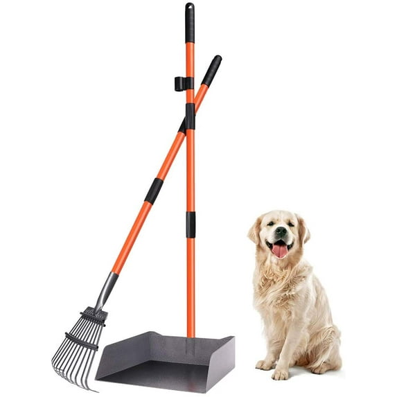 Extra Large Pooper Scooper, Pet Poop Tray and Rake with Adjustable Long ...