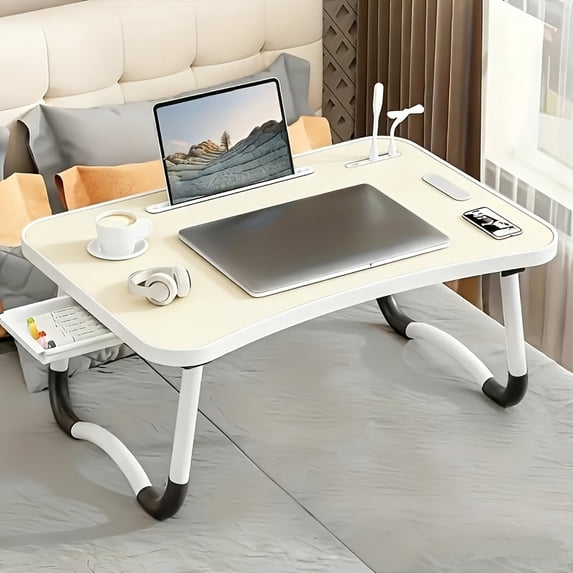 Extra Large Portable Bedside Table with USB- Tray, Cup Holder & Storage ...