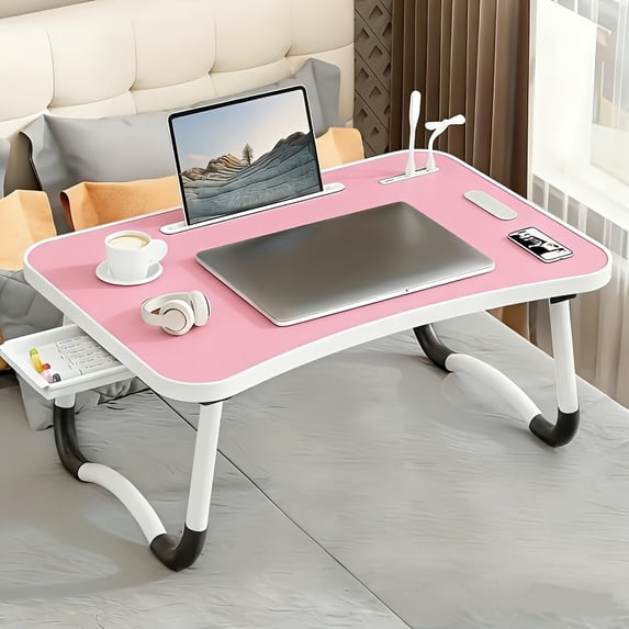 Extra Large Portable Bedside Table with USB- Tray, Cup Holder & Storage ...