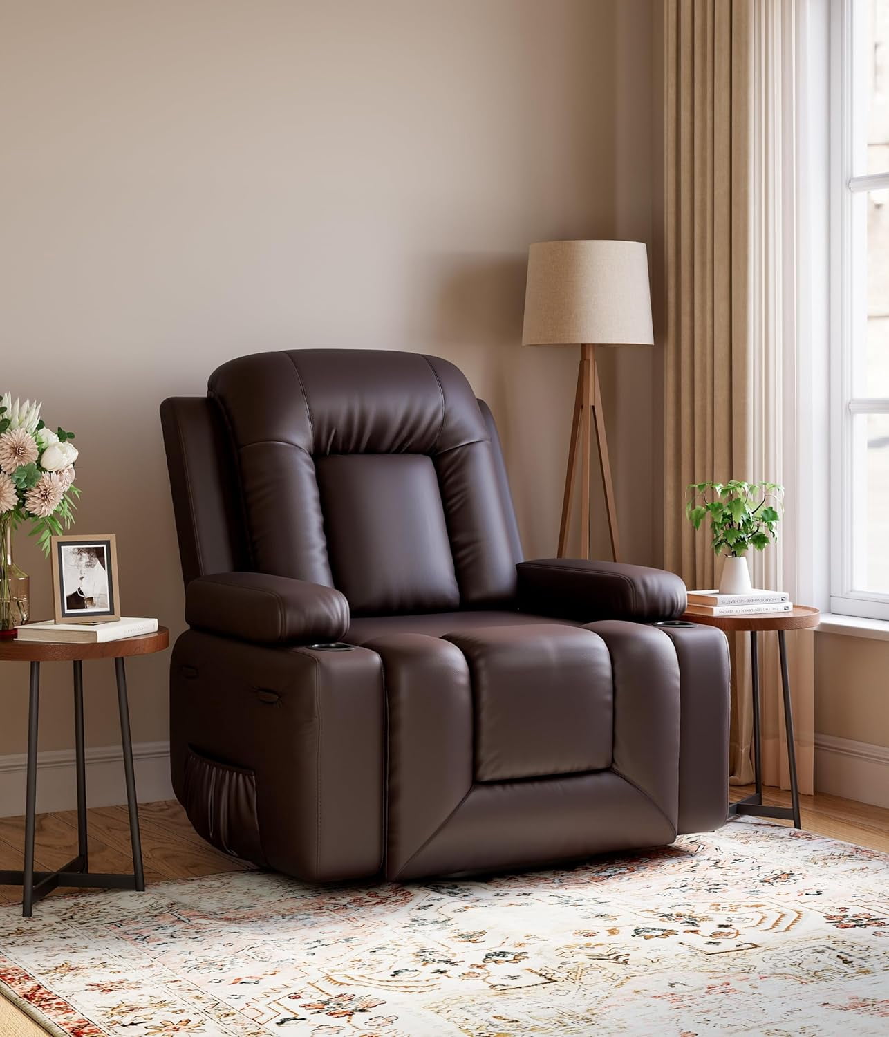 Extra-Large Power Lift Recliner Chair w/Heat+Massage Features, Faux PU ...