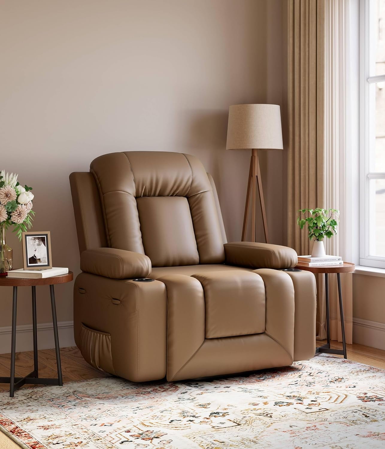 Extra-Large Power Lift Recliner Chair w/Heat+Massage Features, Faux PU ...