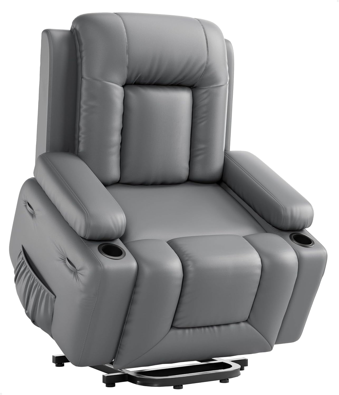 LIZHOUMIL XL Power Lift Recliner w/ Heat & Massage, Faux Leather, 400Lb ...