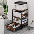 Extra Large Printer Stand with 2 Farbic Drawer, 3 Tier Printer Table ...