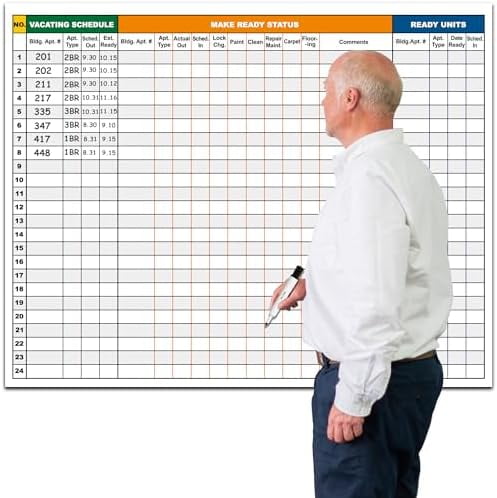 Extra Large Property Management Make Ready White Board,36X45 Inch Big ...