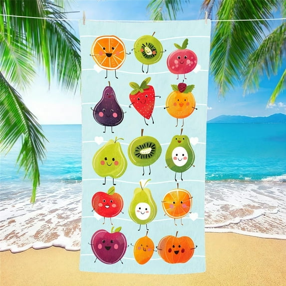 Extra Large Quick-Dry Beach Towel with Fruit Pattern - Soft, Absorbent ...