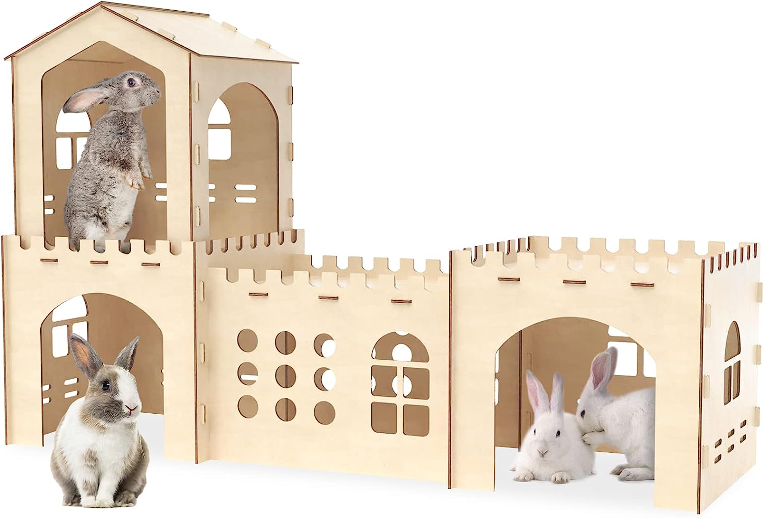 Rabbit Hutch,Wood Rabbit Houses and Hideouts,Wooden Rabbit Castle Bunny ...
