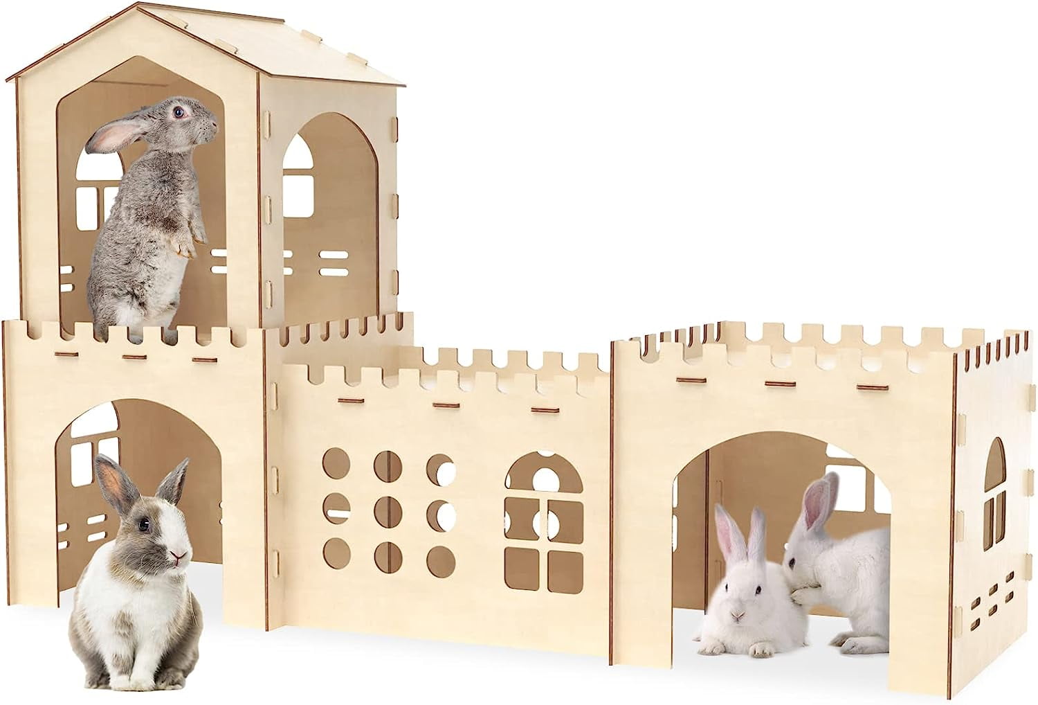 Xinyi Extra Large Wooden Rabbit Hutch, Bunny Hideout Habitat for ...