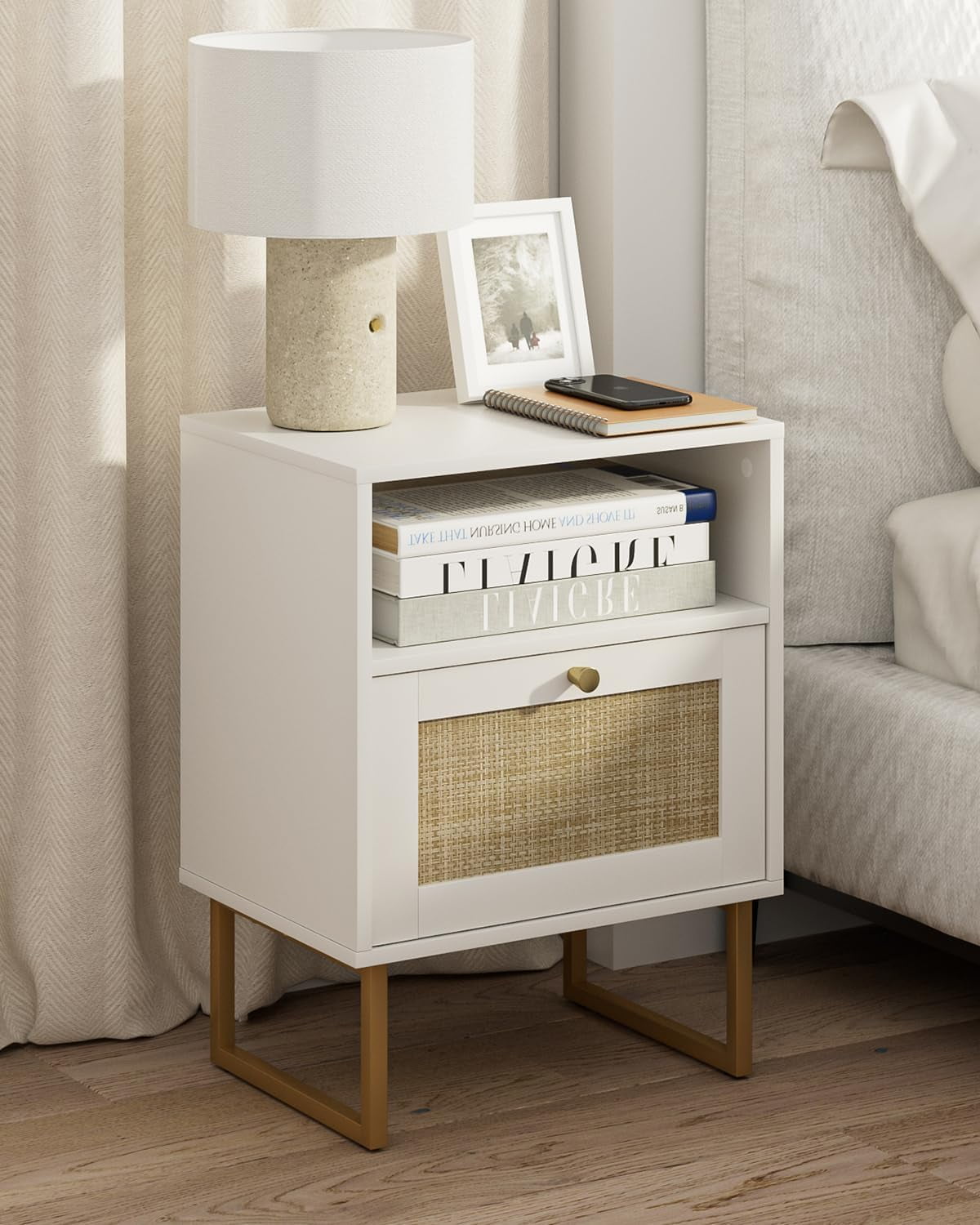 Extra Large Rattan Nightstand,Night Stand Modern Wood Bedside Table ...