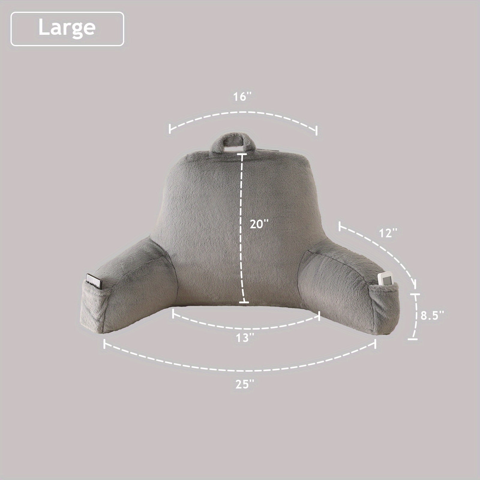 Extra Large Reading Pillow Bed Wedge with Armrests - Ergonomic Back ...