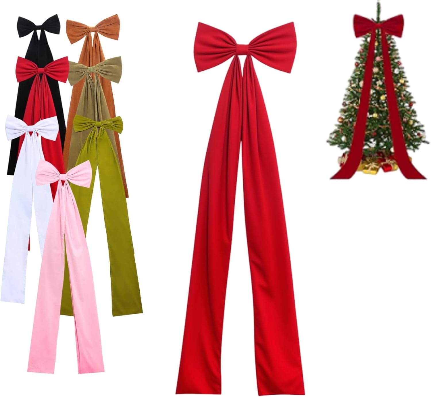 Extra Large Red Velvet Bows Christmas Tree Topper 20 X 71 Inch Big Bows ...