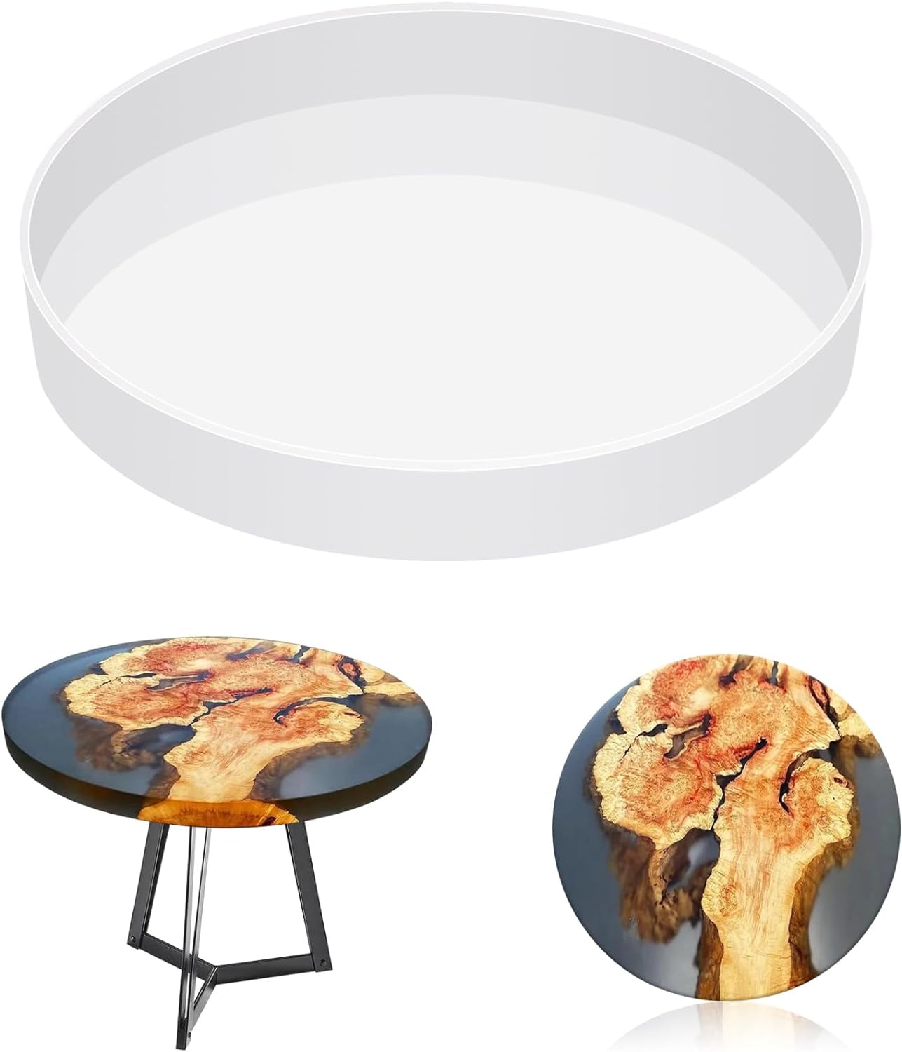 Extra Large Resin Table Mold, 12 Inch Round Silicone Epoxy Resin Molds ...