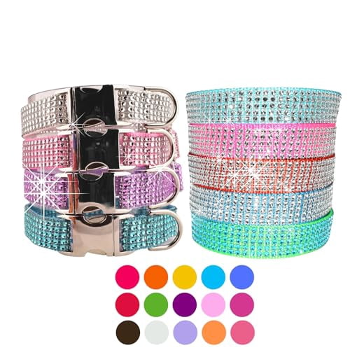 Extra Large Rhinestone Bling Dog Collars for Giant Girls, Diamond-like ...