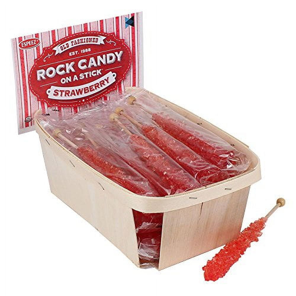Extra Large Rock Candy Sticks: 24 Strawberry Lollipop - Red Rock Candy ...