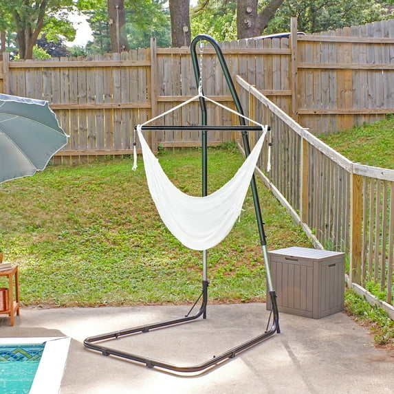 Extra Large Rope Hammock Chair with Adjustable Stand - White For Daily ...