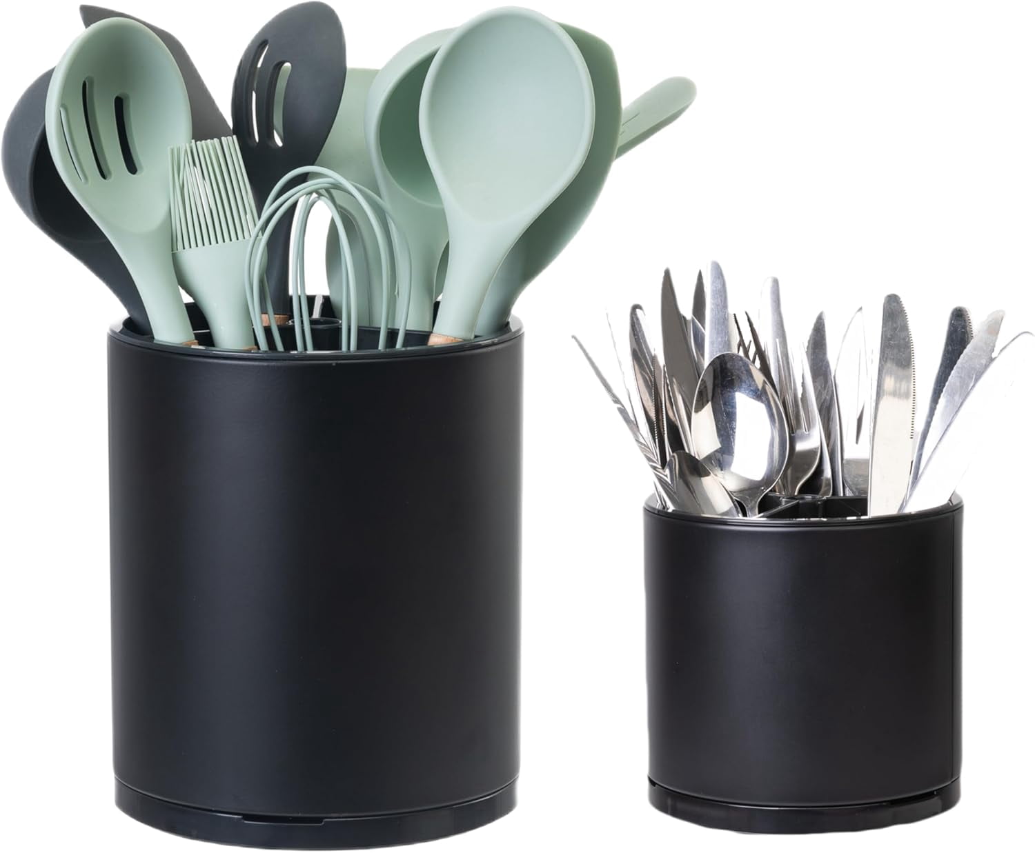 Extra Large Rotating Kitchen Utensil Holder 3 Compartment Countertop ...