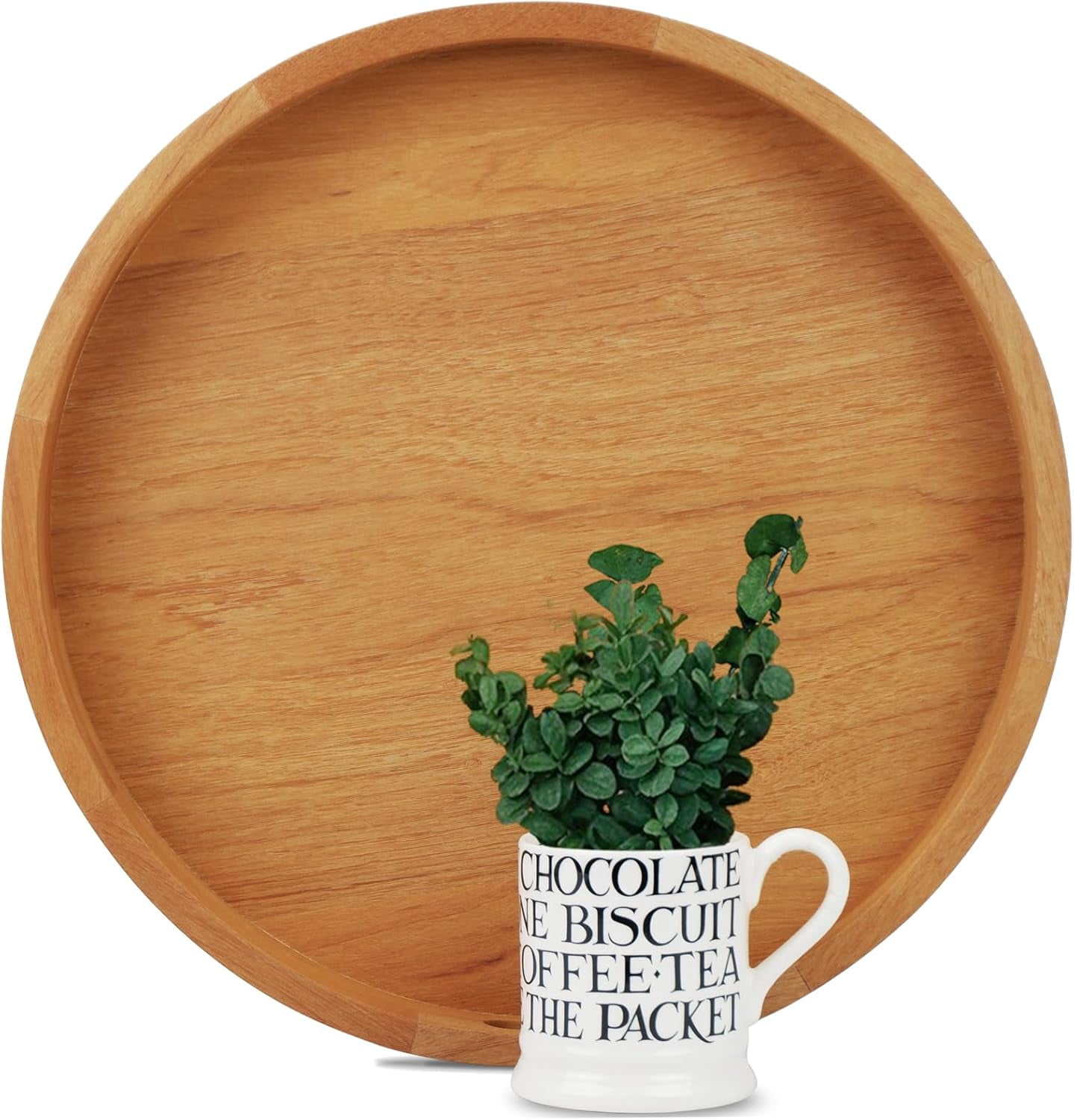 Extra Large Round Teak Wood Tray with Handles Serve Tea Coffee Classic ...