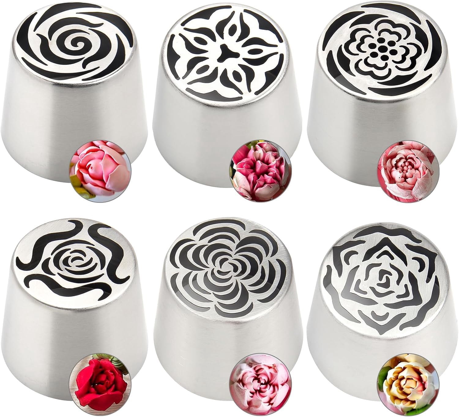 Extra Large Russian Piping Flower Nozzles, Stainless Steel Rose Floral ...