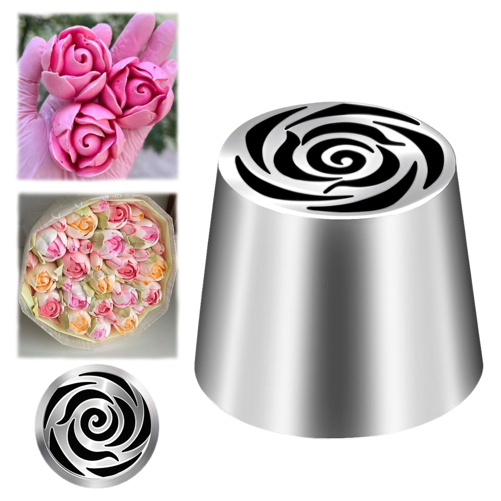 Extra Large Russian Piping Tip, Stainless Steel Flower Piping Tips Rose Floral Icing Nozzles for ...