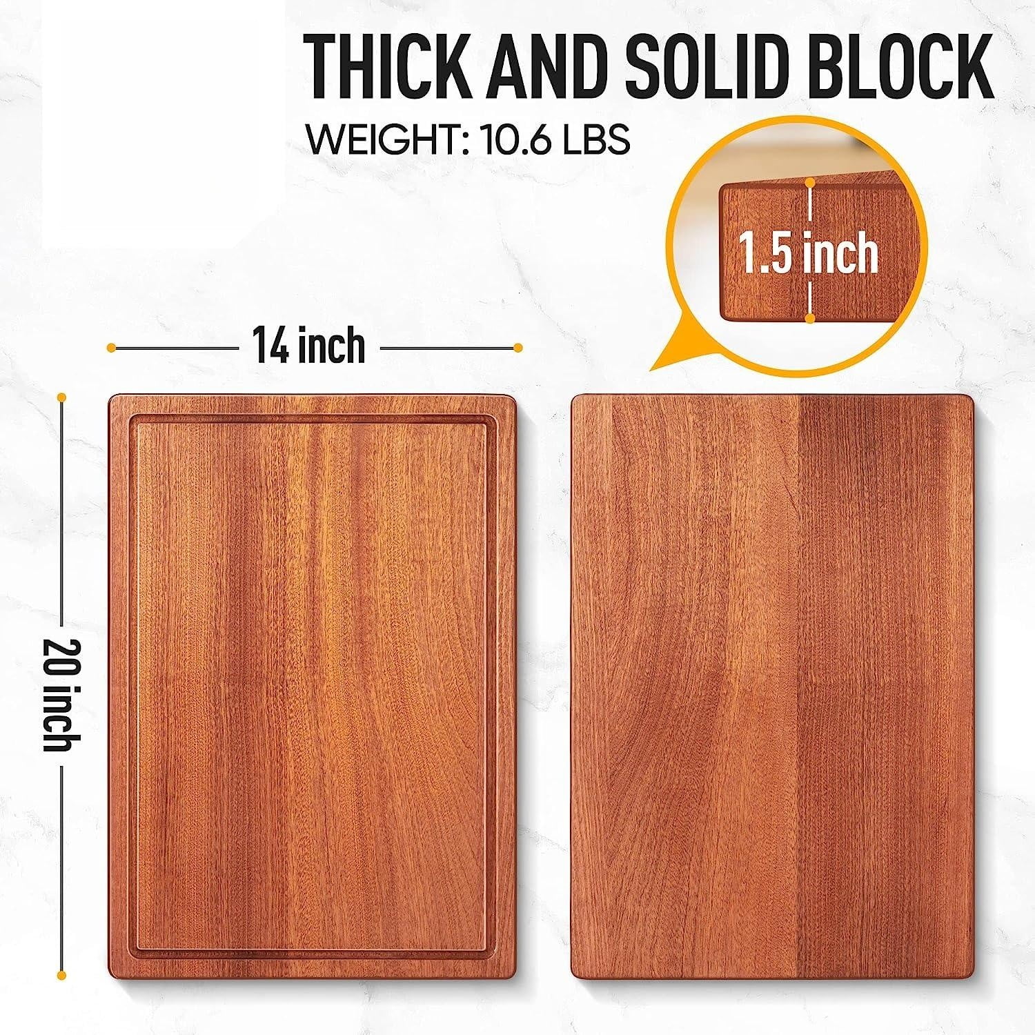 Extra Large Sapele Wood Cutting Board - Edge Grain Butcher Block Ebony ...