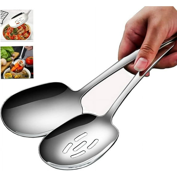 Extra Large Serving Spoons Set,18/8 Stainless Steel Slotted Spoon and ...