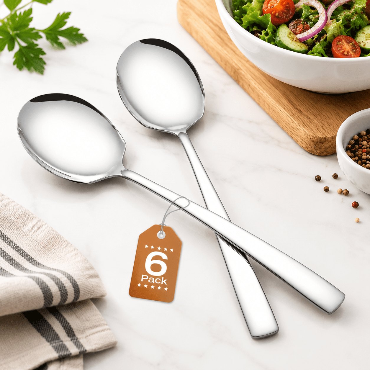 Extra Large Serving Spoons Set Of 6-piece 11.7-inch Spoon 18/8 ...