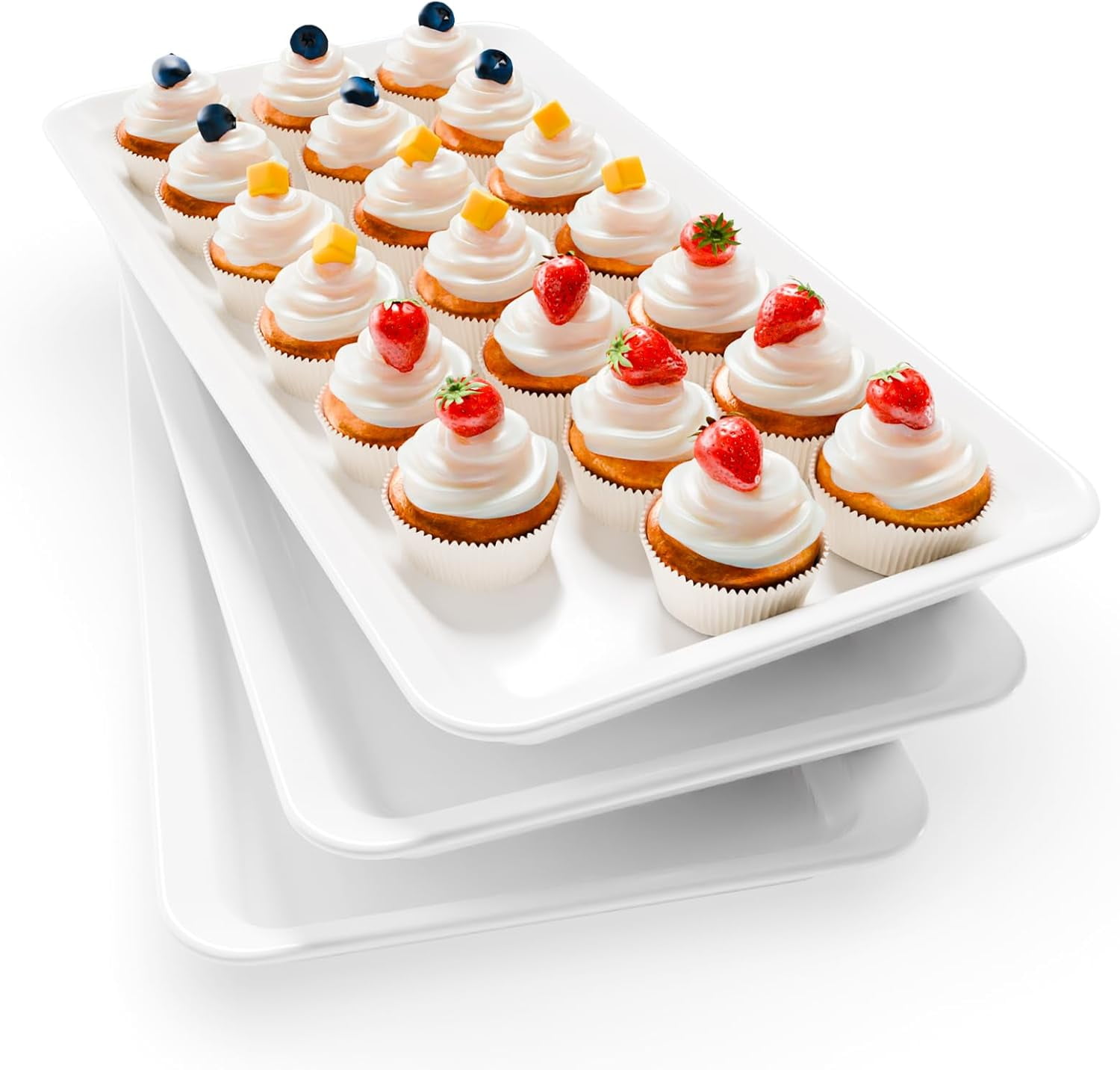 Extra Large Serving Tray Melamine Plastic for Party Supplies, 17" x 8.6 ...