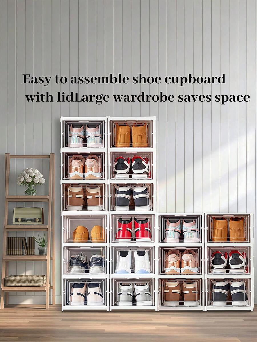 Extra Large Shoe Storage Box Fits Size 11, Clear Plastic Stackable Shoe ...