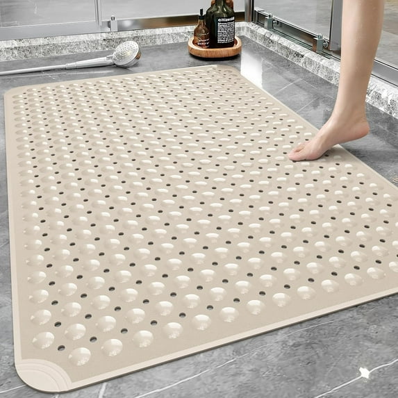 Extra Large Shower Mat, 34.3" L x 23.3" W TPE Anti Slip Stand Up Shower ...
