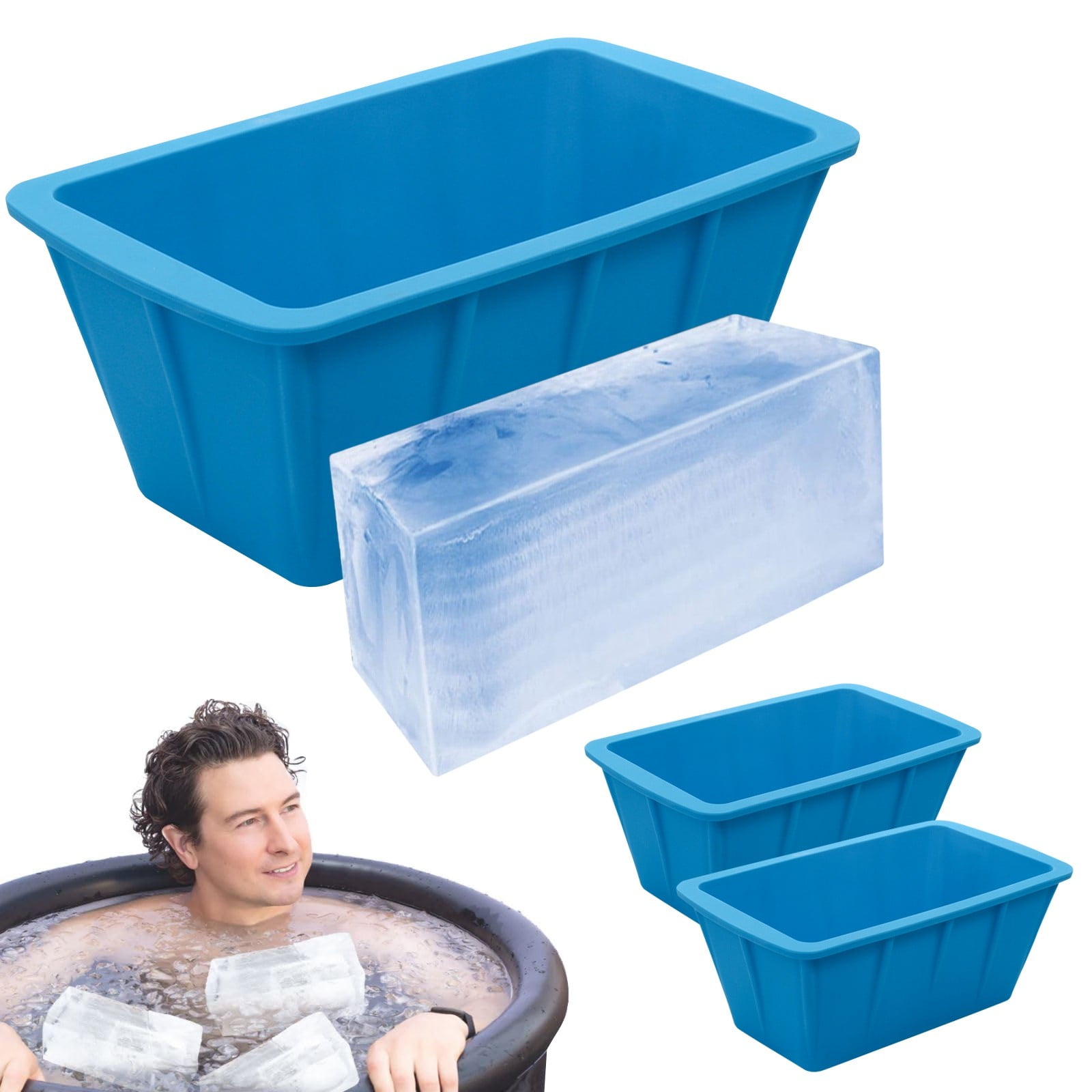 Extra-Large Silicone Ice Block Molds with Lid for Ice Bath Tub ...