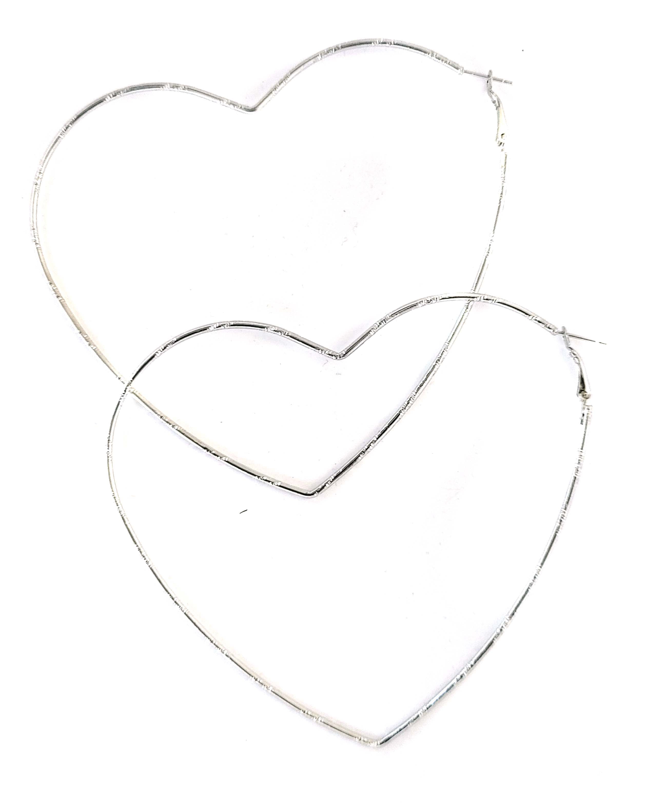 Extra Large Silver Heart Earrings 4 inch Hoops - Walmart.com