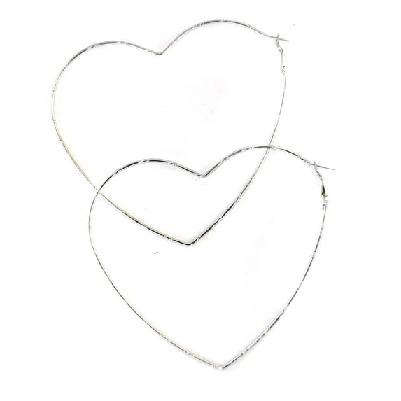 Extra Large Silver Heart Earrings 4 inch Hoops - Walmart.com