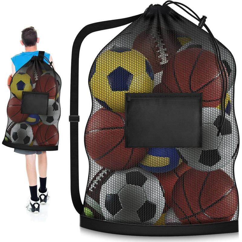 Extra Large Soccer Ball Bag, 40" x 30" Drawstring Mesh Ball Bag with Pocket, Heavy Duty Sport ...