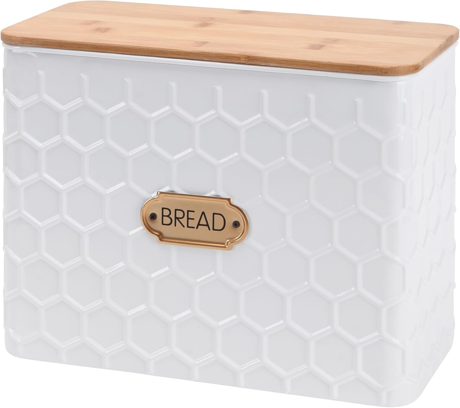 Extra Large Space Saving Farmhouse White Bread Box With Bamboo Lid - Holds 2 Loaves - Vertical ...