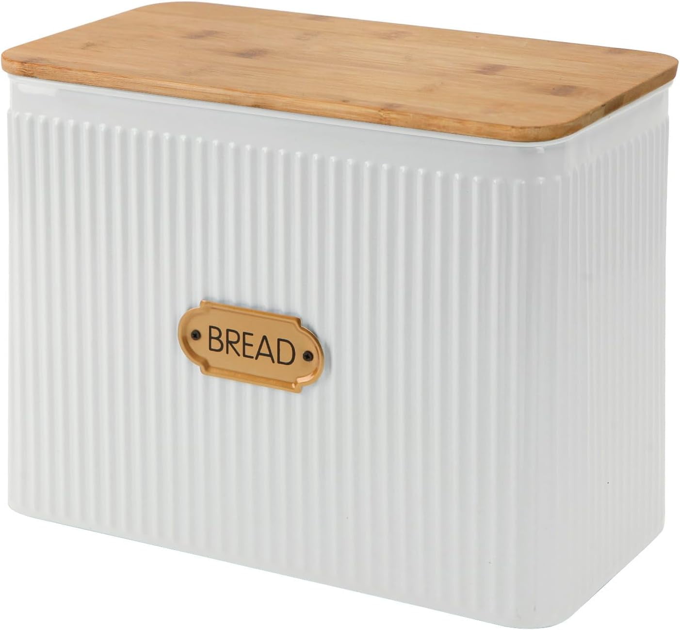 Extra Large Space Saving Farmhouse White Bread Box With Bamboo Lid ...