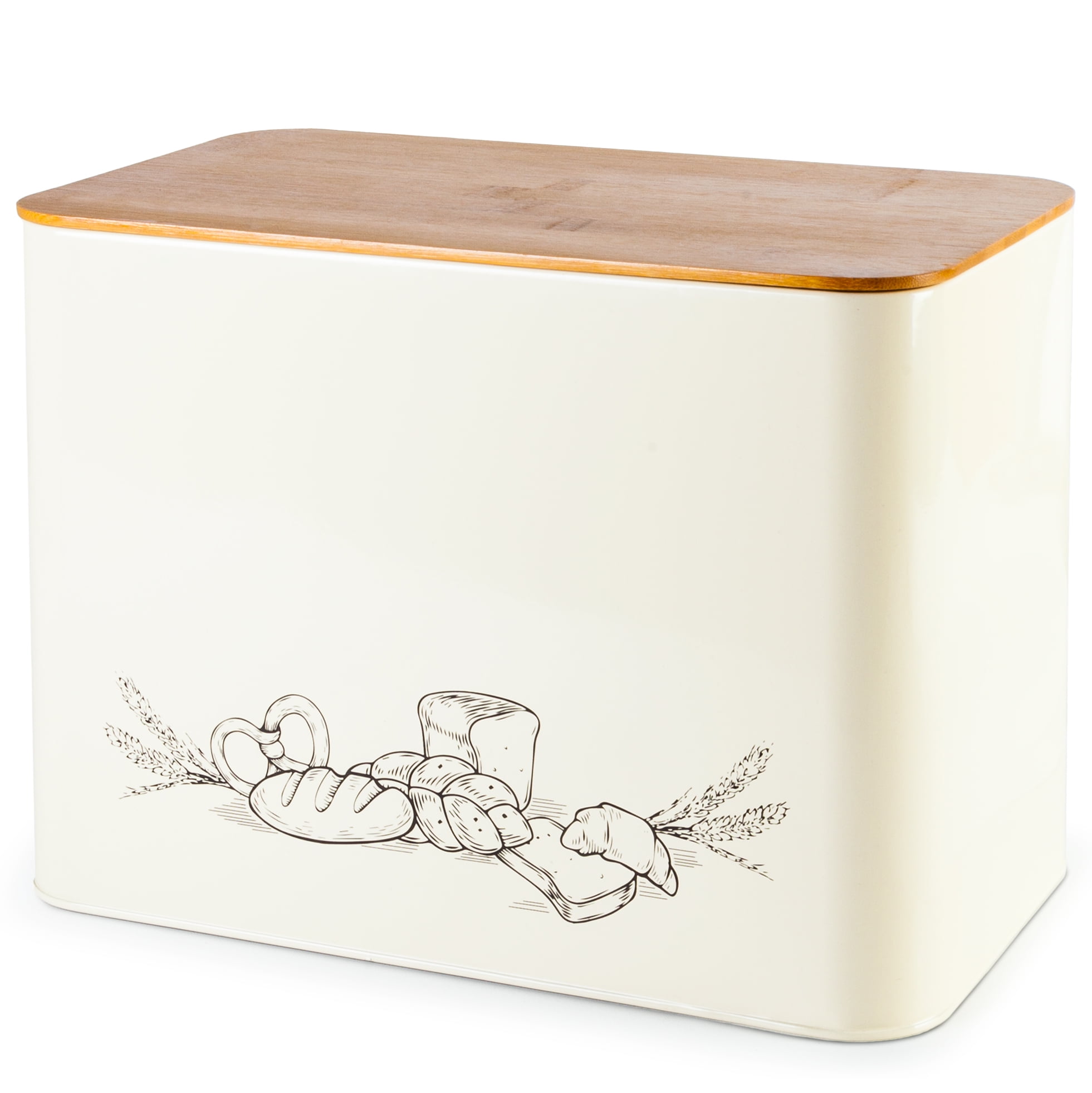 Extra Large Space Saving Vertical Bread Box With Eco Bamboo Cutting ...