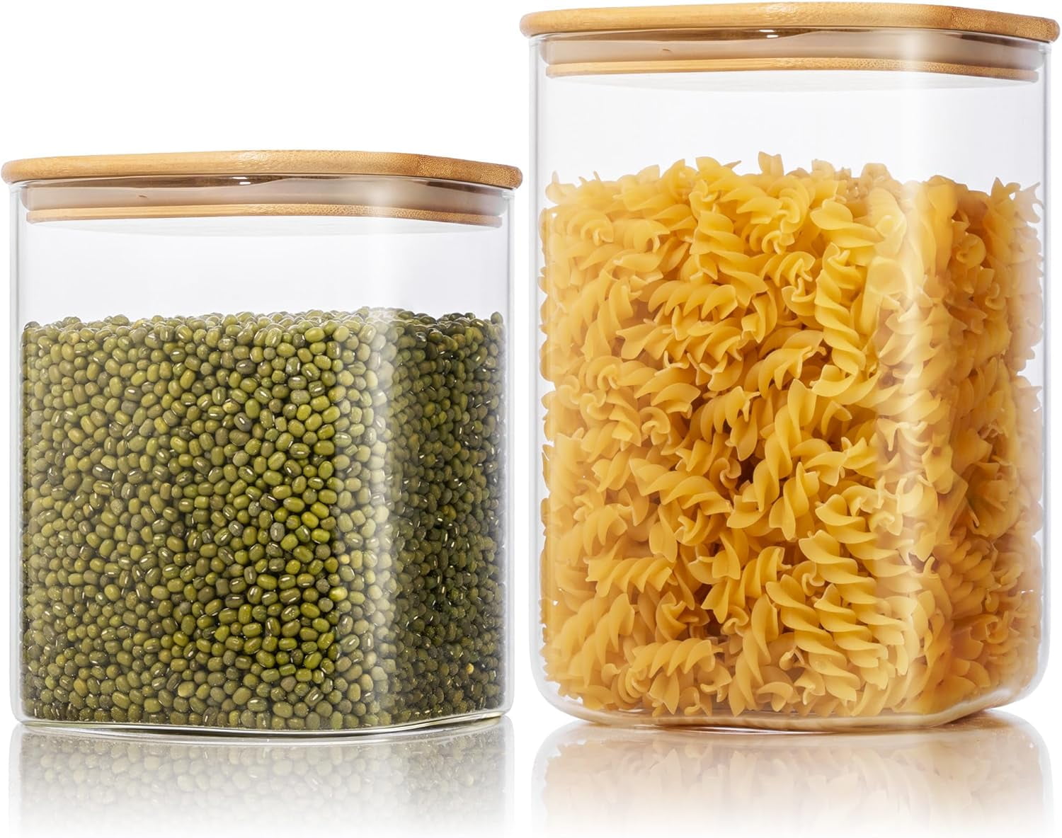 Extra Large Square Glass Flour & Sugar Storage Containers with Airtight Lids, 132oz & 63oz - 2 ...