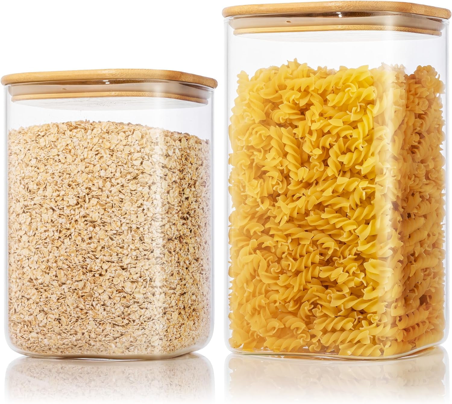 Extra Large Square Glass Flour & Sugar Storage Containers with Airtight ...
