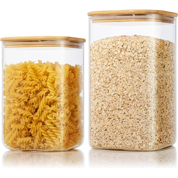 Extra Large Square Glass Flour & Sugar Storage Containers with Airtight ...
