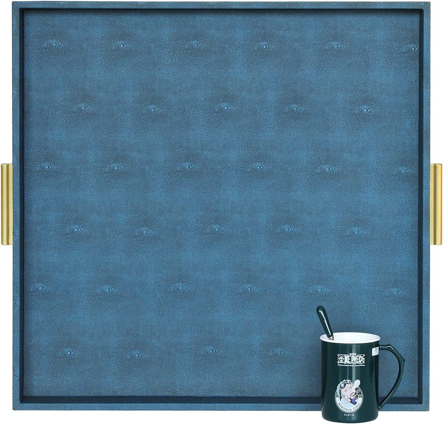 Extra Large Square Serving Tray, Elegant Faux Leather Ottoman Tray with ...